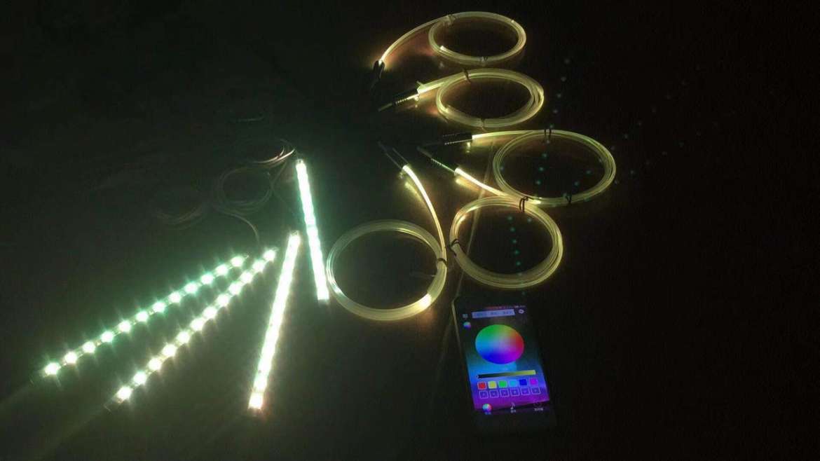 LED Interior RGB LED Strip Lights App Controlled Atmosphere Wedge Bar