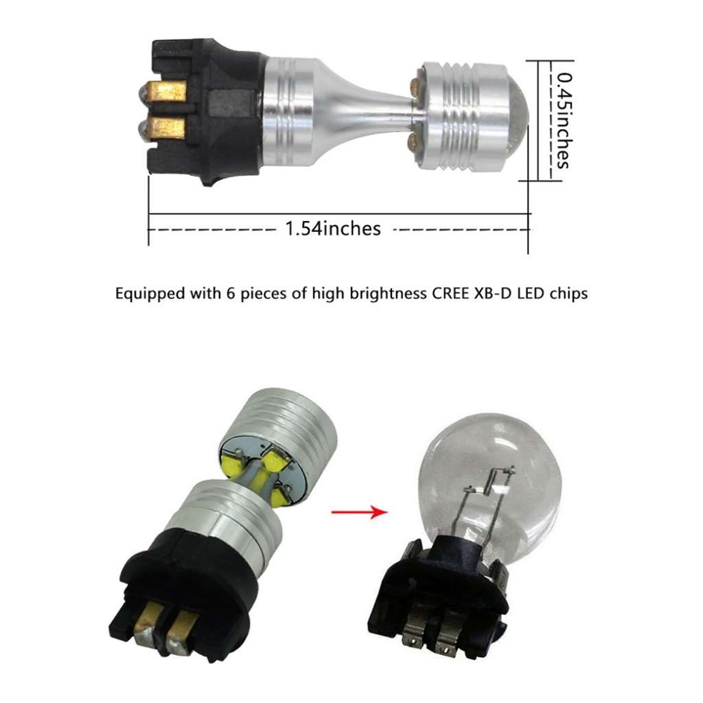 Super Bright PW24W Crystal White 6 LED DRL Bulbs