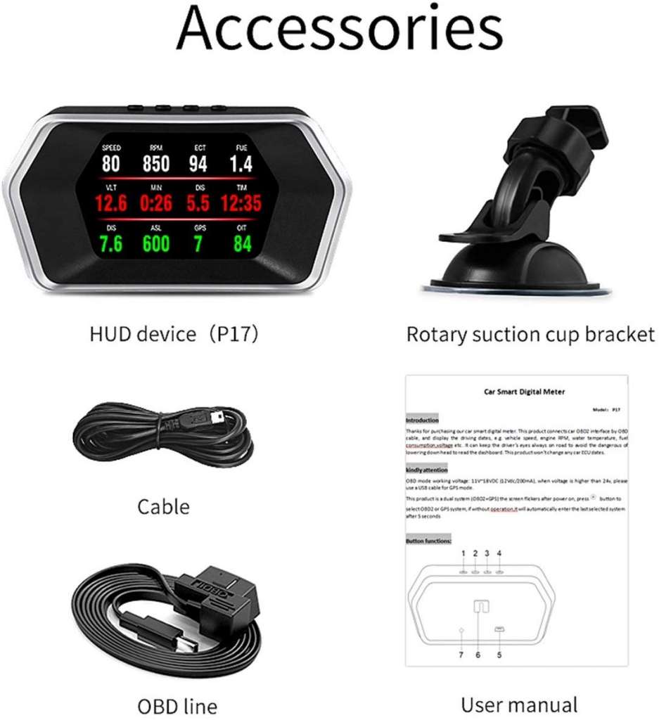 Gex P17 HUD Head Up OBD2 GPS Universal Display