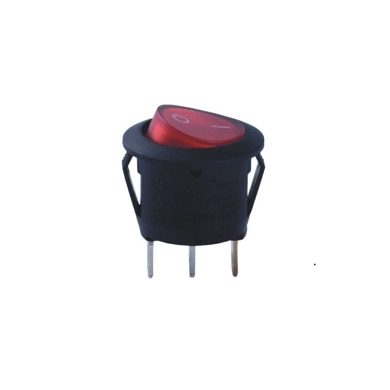 250 VAC 10A Round Rocker Button LED Light Switch